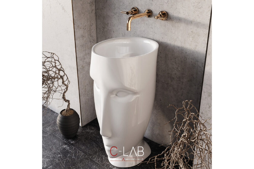 KERASAN Lavabo Freestanding Moloco Bianco scarico a parete | C-Lab ...